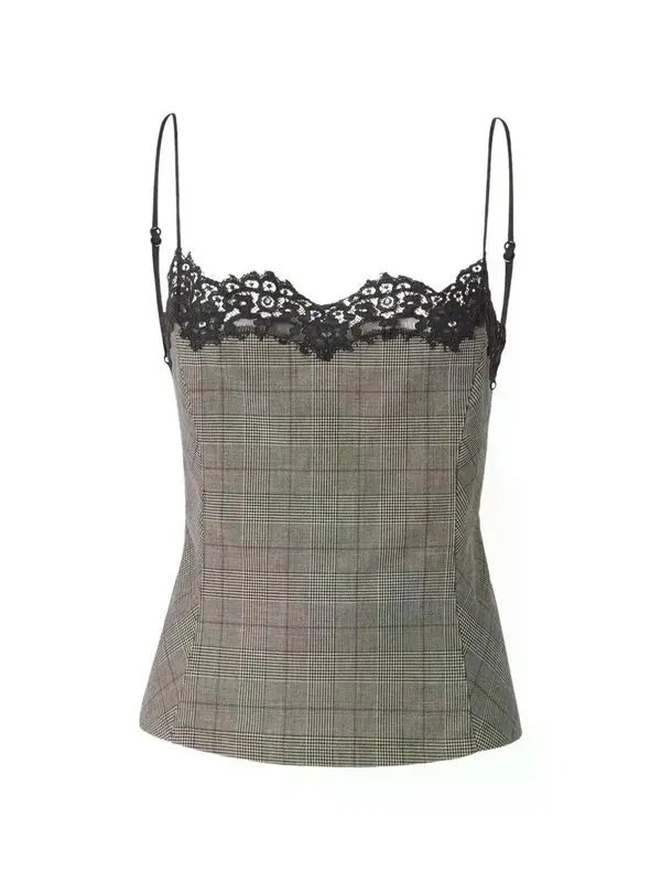 Pinko Lace-trimmed Prince Of Wales Check Camisole - Neutrals
