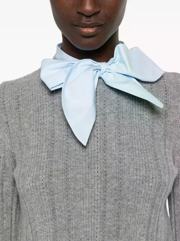 Maje Ribbed-knit Bow-detail Jumper