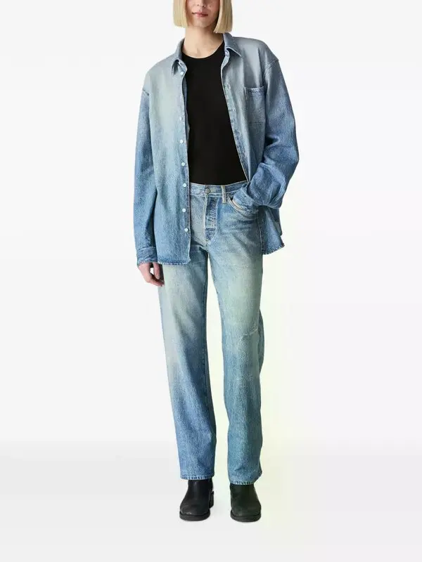 Vera Wang Denim Illusion Cotton Shirt - Blue