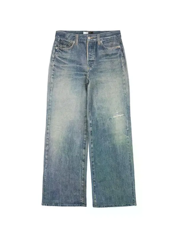 Vera Wang Saskia Denim-illusion Cotton Trousers - Blue