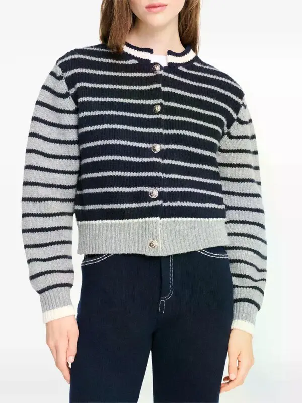 BARRIE Striped Chunky-knit Cardigan
