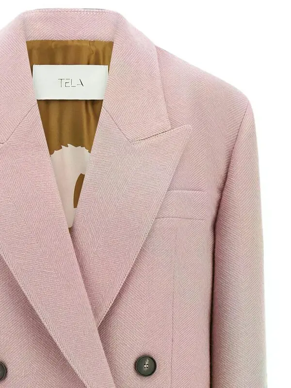 TELA Nomade Herringbone-weave Double-breasted Blazer