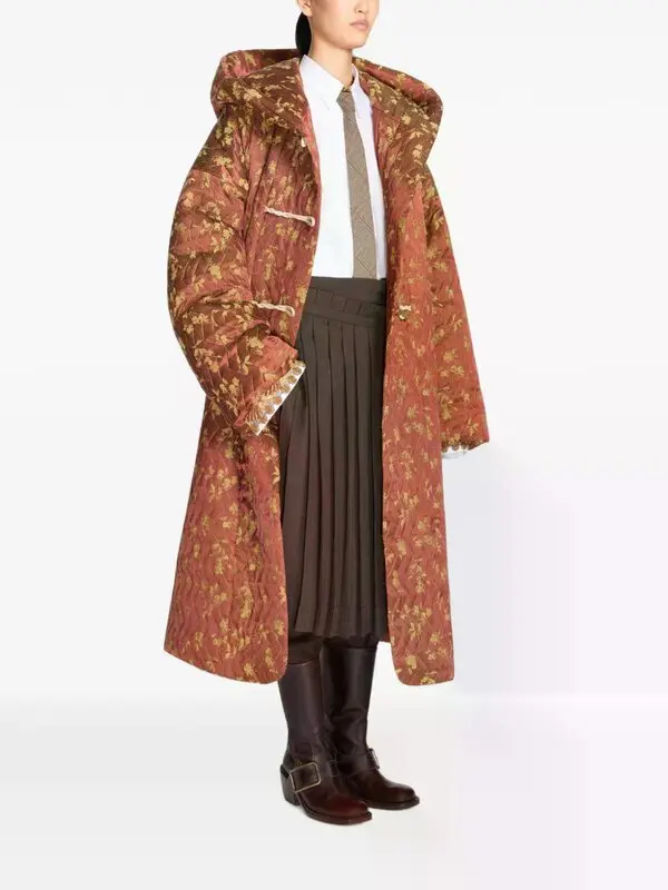 Dries Van Noten Floral Jacquard Padded Duffle Coat