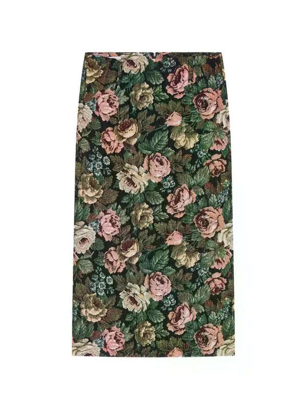 Dries Van Noten Long Floral Skirt - Black