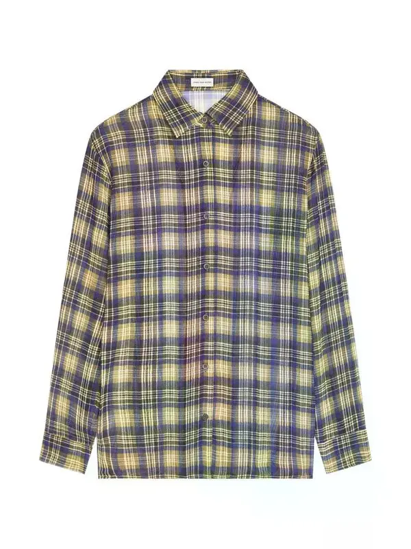 Dries Van Noten Chiffon Pleated Shirt With Checked Pattern