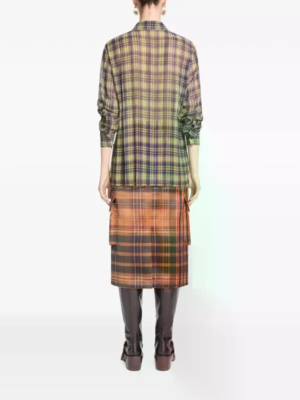 Dries Van Noten Chiffon Pleated Shirt With Checked Pattern