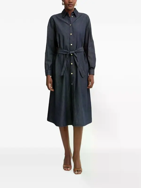 Armani Exchange Belted Button-down Midi Shirt Dress