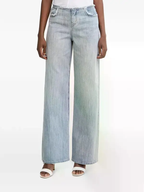 Armani Exchange Frayed-edge Wide-leg Jeans