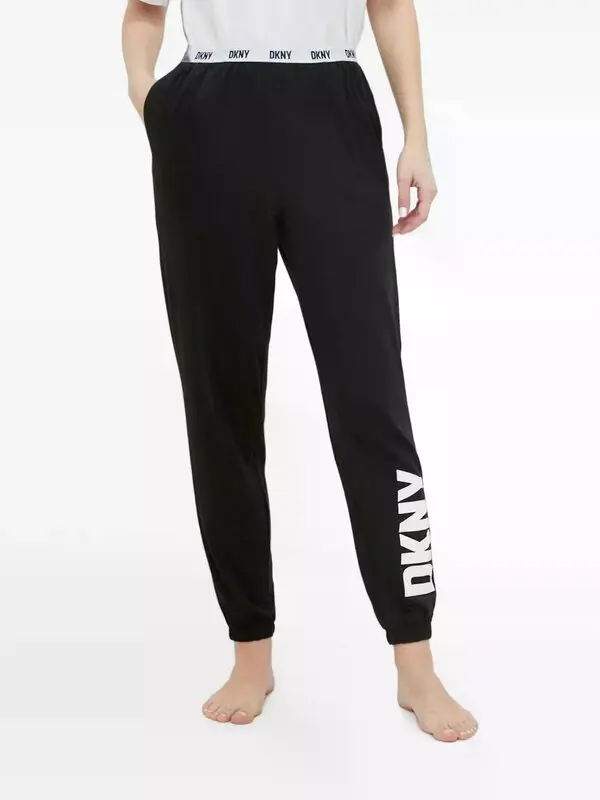Dkny Logo-print Elasticated-waistband Pajama Bottoms - Black
