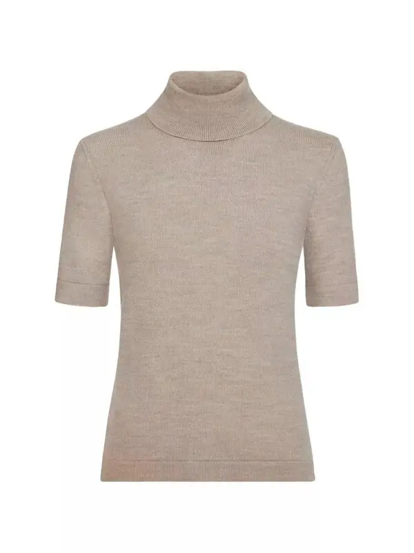 Oscar De La Renta Turtleneck Short-sleeved Knitted T-shirt - Neutrals