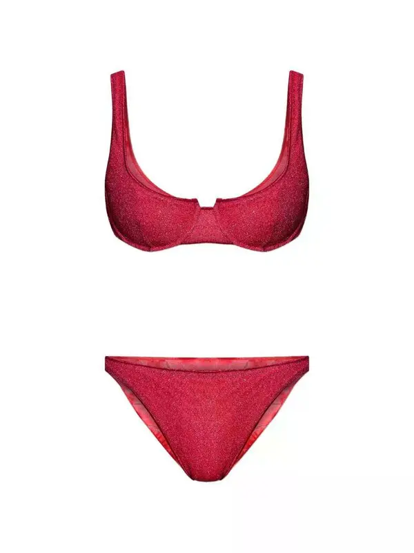 Oseree Metallic-effect Bikini - Red