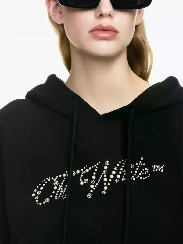 Off-White Logo Embellished Cotton Hoodie