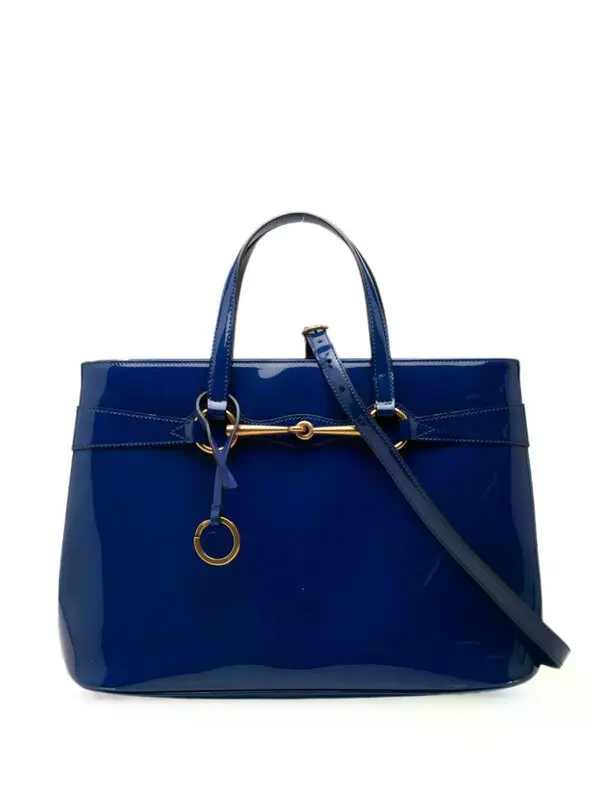 Gucci 2000-2015 Patent Bright Bit Satchel - Blue