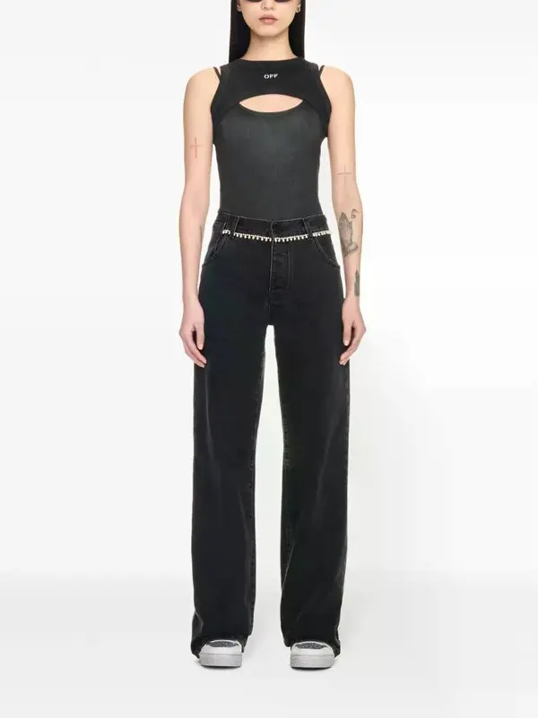 Off-White Cut-out Ribbed Tank Top