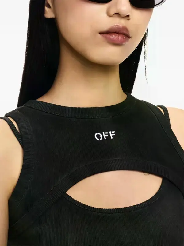 Off-White Cut-out Ribbed Tank Top