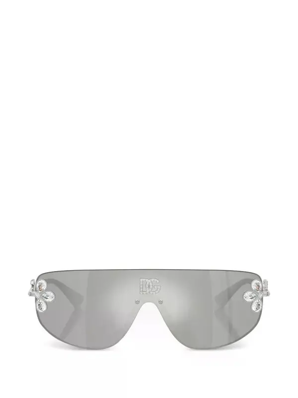 Dolce & Gabbana Crystal-embellished Geometric-frame Sunglasses - Grey