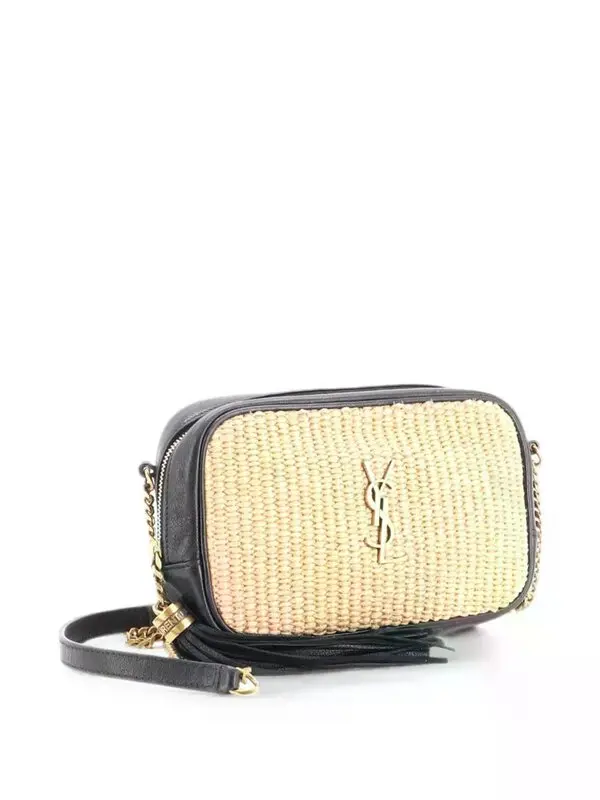 Saint Laurent Lou Camera Bag Woven Raffia Mini Crossbody Bag
