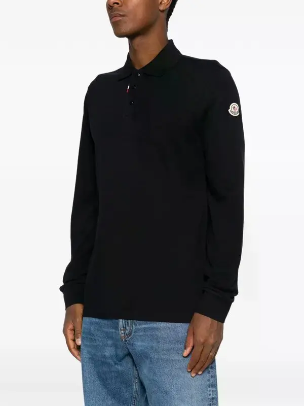 Moncler Logo-patch Long-sleeve Polo Shirt