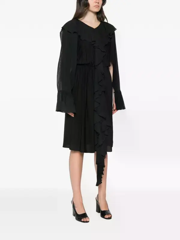 ALAINPAUL Ruffled Tiered-sleeve Midi Dress