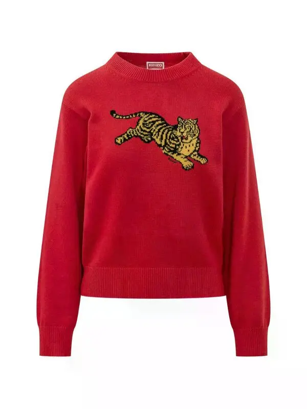 Kenzo Jumping Tiger Cotton Wool Sweater - Red