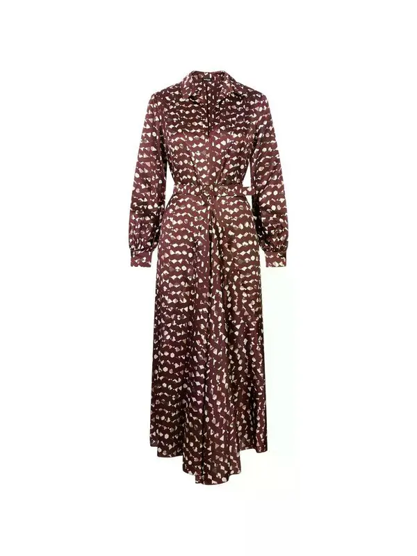 Kiton Geometric Print Belted Shirt Midi Dress