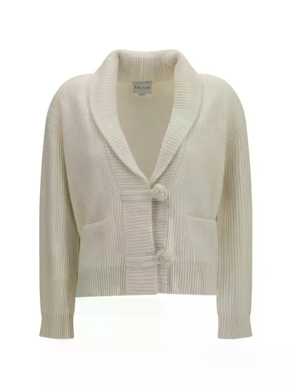 FORTE_FORTE Ribbed Shawl-collar Cardigan