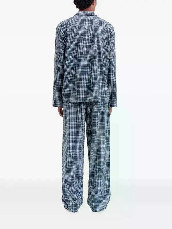 TEKLA Check-print Cotton Pajamas