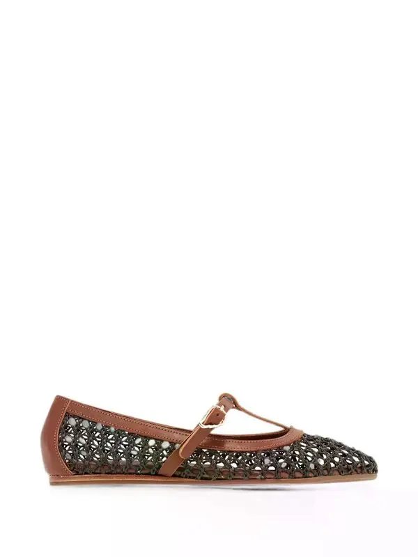 ANCIENT GREEK SANDALS Aerati Woven T-bar Ballet Flats - Brown