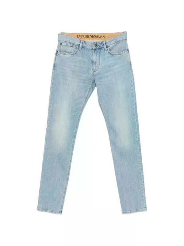 Emporio Armani Logo-plaque Slim-fit Jeans - Blue