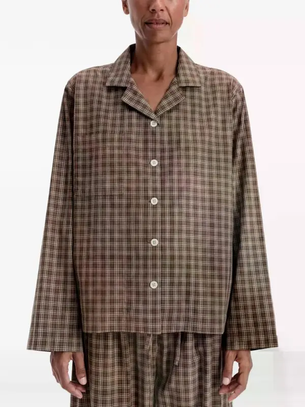 TEKLA Check-print Cotton Pajamas