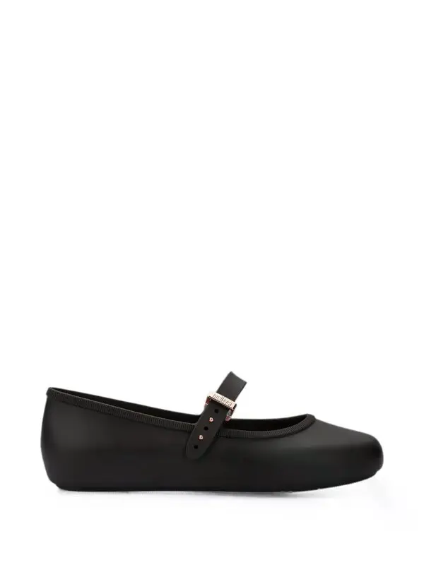 Melissa Soft Buckle-fastening Ballet Flats - Black