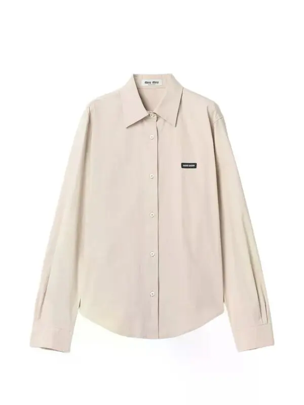 Miu Miu Stretch Poplin Shirt - Neutrals