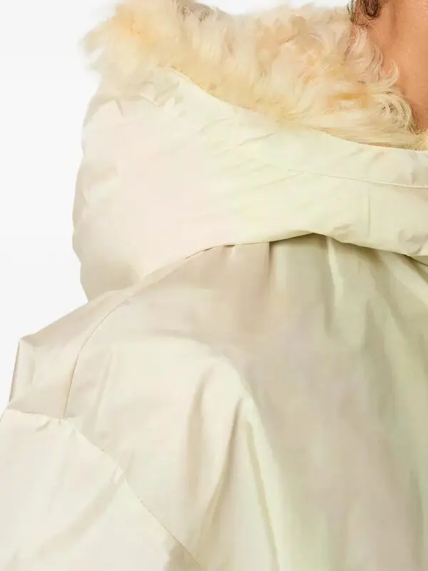 Miu Miu Technical Fabric And Shearling Lined Hood Windbreaker - Neutrals