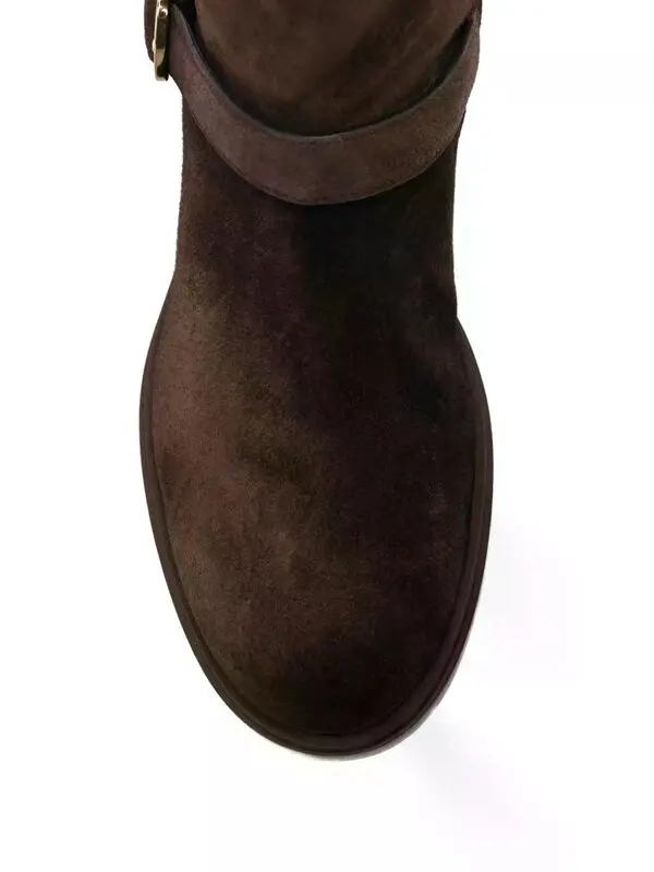 Santoni Buckle-strap Suede Boots