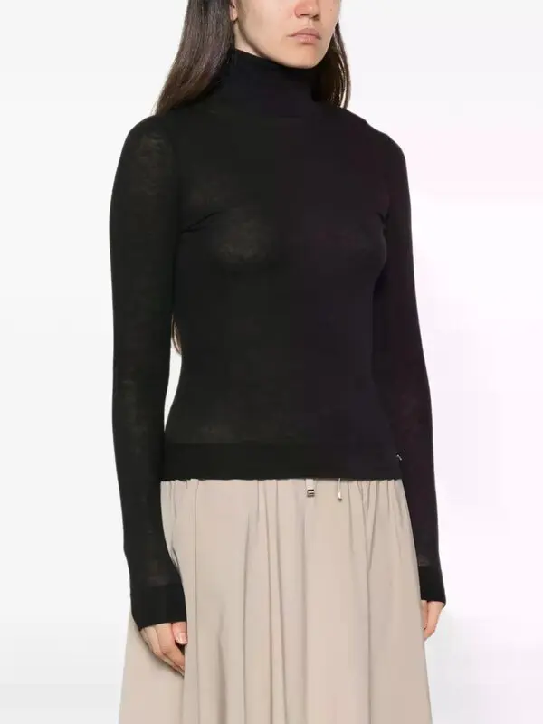 Herno Black Fine Knit Roll Neck Long Sleeve Sweater