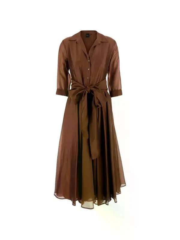 PLAIN Belted Midi Shirt Dress