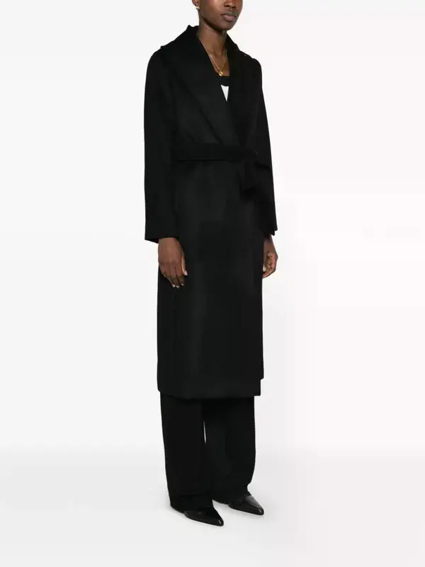 Max Mara Loriana Long-sleeve Belted Coat - Black