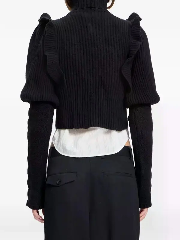 ANN DEMEULEMEESTER Ruffled-detail Cable-knit Sweater