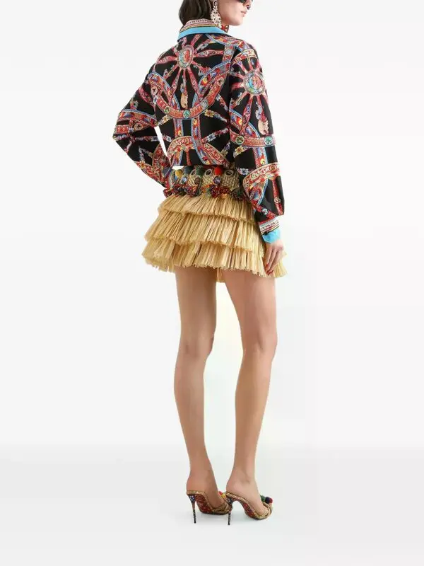 Dolce & Gabbana Raffia Mini Skirt With Applications