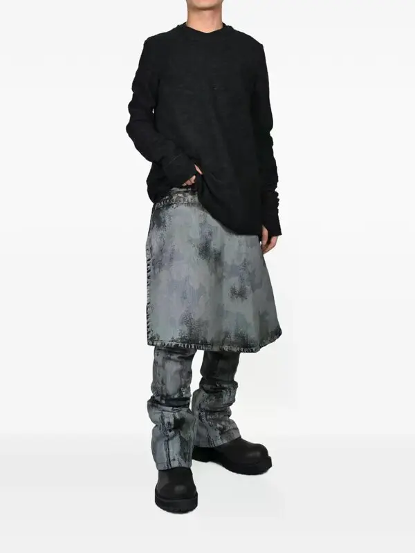 FILTH Distressed-effect Denim Skirt