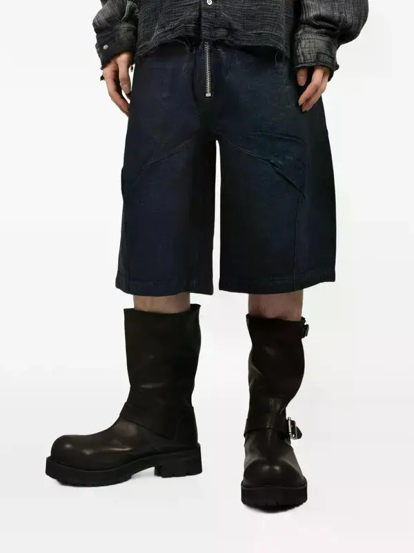 FILTH Waxed Zip-detail Denim Shorts