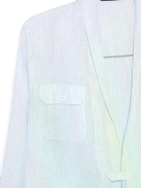 DANIELE ALESSANDRINI Vertical-stripe Shawl-collar Shirt