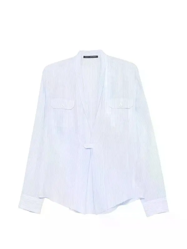DANIELE ALESSANDRINI Vertical-stripe Shawl-collar Shirt
