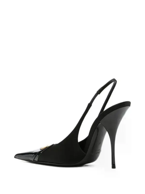 Saint Laurent Patent Leather And Satin Slingback Pumps