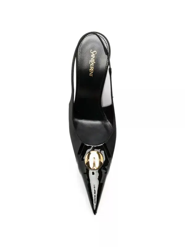 Saint Laurent Patent Leather And Satin Slingback Pumps