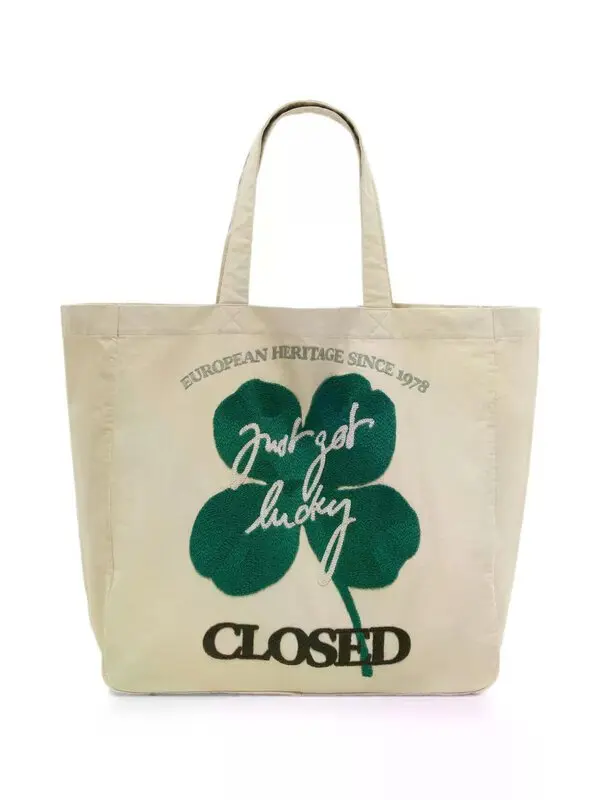 Closed Embroidered Logo-patch Tote Bag