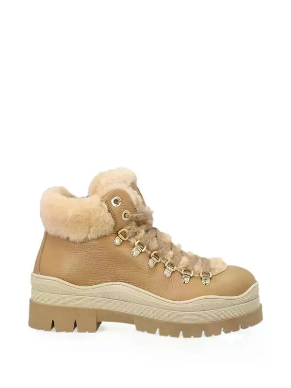 Bogner Shearling-trim Lace-up Ankle Boots