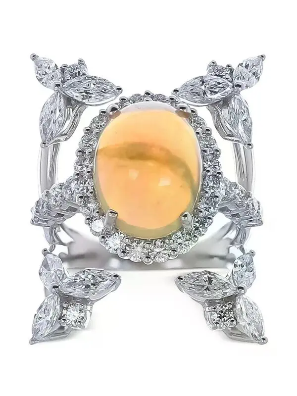 Yeprem Reign Supreme Opal And Diamond Ring - Silver