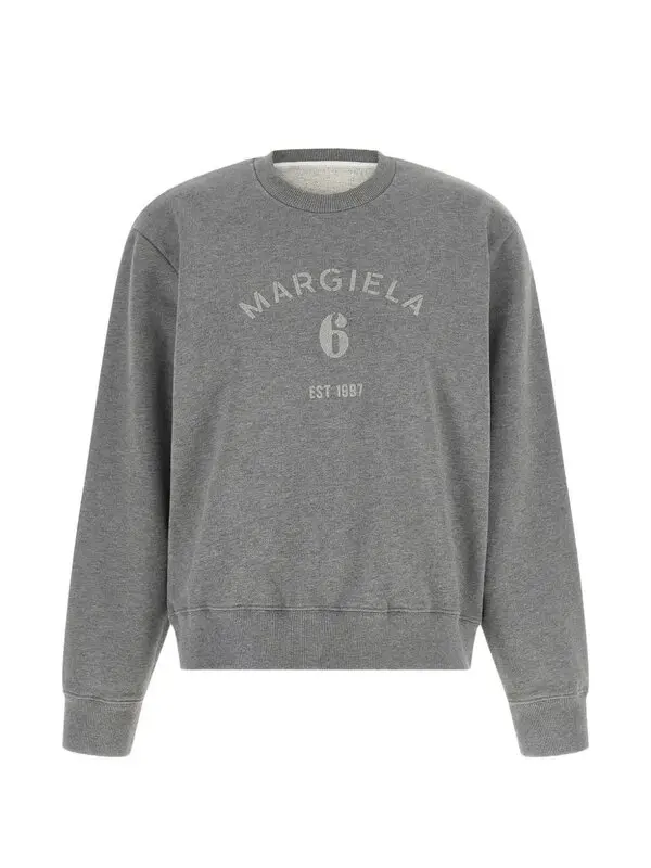 MAISON MARGIELA Logo-print White Stitch Sweater - Grey