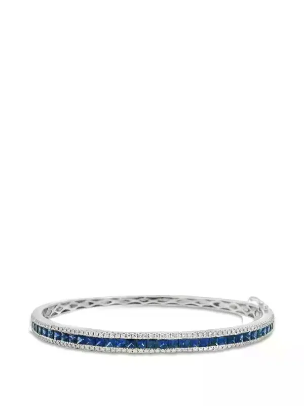 LISA NIK Sapphire And Diamond Bangle In White Gold - Silver